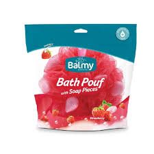 Balmy Strawberry Bath Sponge with Soap Pebbles – Biorganic
